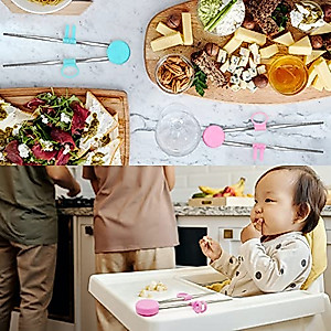 Teach Your Kids How to Use chopsticks with our 2 Pairs of Training Chopsticks for Beginner - Reusable Stainless Steel Kids' Chopsticks Perfect for Learning!（BLUE,PINK）