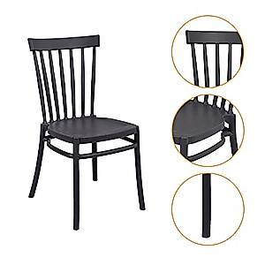 CangLong PP School House Back Armless Dining Side Chair for Dining, Living Room,Bedroom, Kitchen, Set of 2, Black