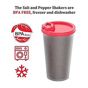 Salt and Pepper Shakers Set of 2 Moisture Proof 6.7oz Plastic Salt Shaker With Lid for Camping Picnic Outdoors Kitchen Clear Airtight Spice Jar 2 Pack - Large