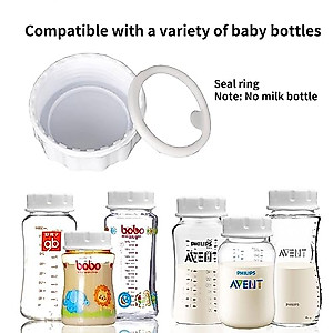 Baby Bottle Lid Screw Lids Aka Travel Caps with Rewritable Sealing Disc Compatible with Avent Wide Mouth Bottles Baby Bottle Lid Cap Replace Natural Bottle Sealing Ring and Sealing Disc (4pcs)