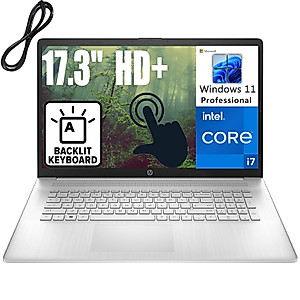HP 2023 17 17.3" Touchscreen HD+ Business Laptop Computer, 12th Gen Intel 10-Core i7-1255U, 64GB DDR4 RAM, 4TB SSD, WiFi, Bluetooth 5.0, Backlit Keyboard, Silver, Windows 11 Pro, BROAGE Cable