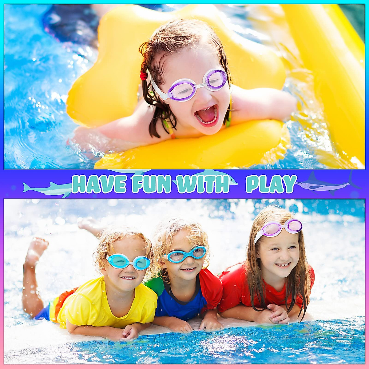 Macarrie 30 Pcs Kids Swim Goggles Bulk Child Swimming Goggles Gifts for Boys Girls Toddler Pool Surfing Diving(Blue, Pink, Purple, Black, Lake Blue)