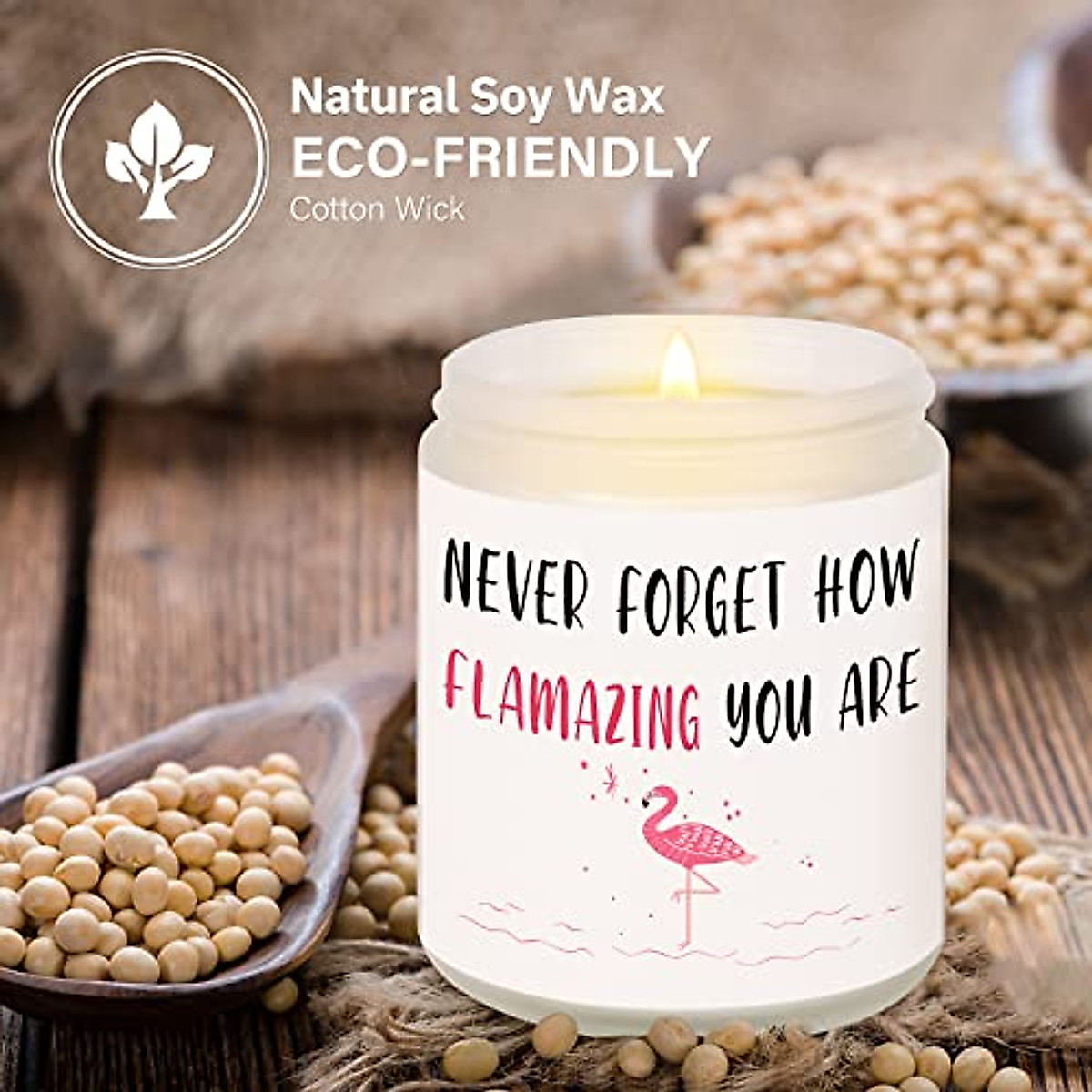 Afterprints Flamingo Scented Candle - Birthday Gifts for Women Friends, Inspirational Cheer Up Gift for Best Friends Bestie Sister Coworker, Christmas Graduation Leaving Candle Present