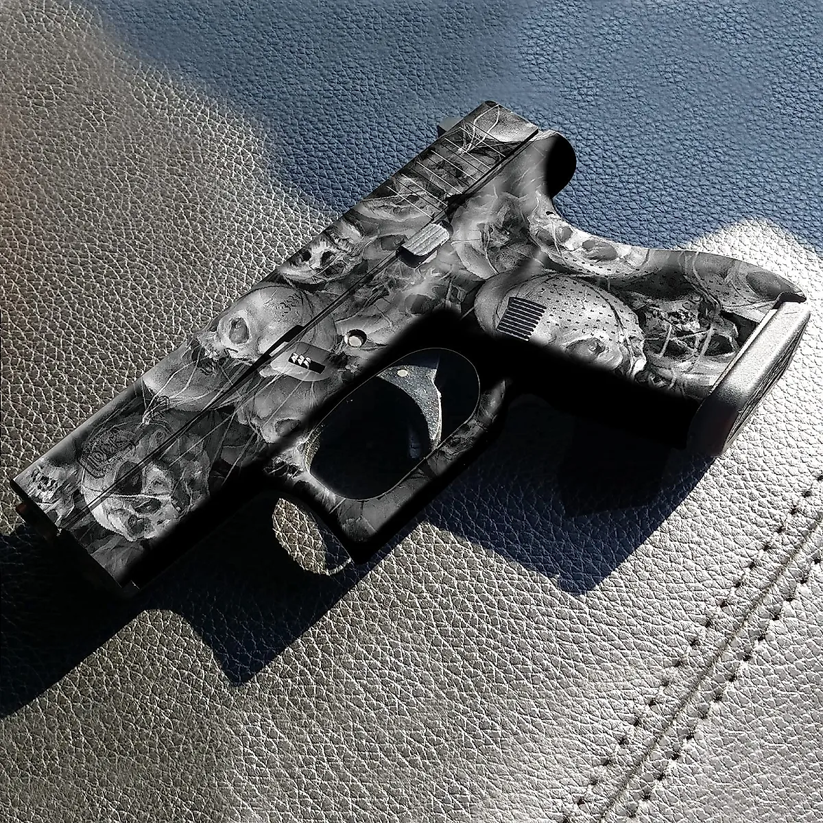 SkinArms Pistol Skin, 100% Waterproof Matte Finish Vinyl Decal, Precut Pieces Easy to Install and Fits All Handgun Within 9’’ Length, Protects Pistol with Style (SA Skull Vengeance)