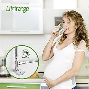 Litorange Lead-Free Brass 2 PCS Brass Angle Stop Add-A-Tee Valve 3/8" Compression Inlet by 3/8" Compression Outlet by 3/8 Inch Compression Outlet Easy Connect Tee