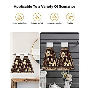 Kitchen Hanging Towel, Hand Towels with Loop Rustic Farmhouse USA Stars on Chic Map 1 Pack Soft Absorbent Tie Towel for Bathroom Retro Wood Plank Tea Bar Dish Cloths Home Cleaning Terry