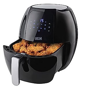 DELM Air Fryer Electric Hot Oven Oilless Cooker LED Touch Digital Screen with 8 Cooking Functions, Airfryer Preheat and Shake Reminder, Nonstick Basket,deep fryer xl digital, 6.3 QT-Black,beginners recipes included!