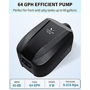Uniclife Adjustable 64 GPH Air Pump 2 Outlets with Superior Fine Bubbles Air Stone Bar Accessories for Aquarium Fish Tank
