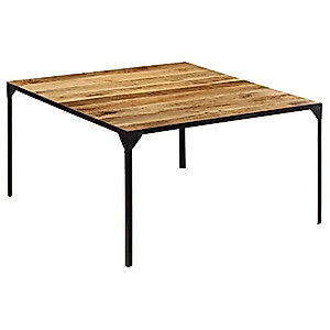 VRAXO Dining Table 55.1"x55.1"x29.9" Solid Mango Wood,Kitchen & Dining Room Tables-85.8lbs