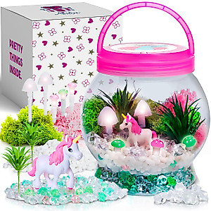 Amitié Lane Light-Up Unicorn Terrarium Kit for Kids - Birthday Gifts for Girls - Creative Unicorn Toys & Craft Kits Presents - Arts & Crafts Fun for Little Girls Age 4 5 6 7, 8-12 Year Old Girl Gift