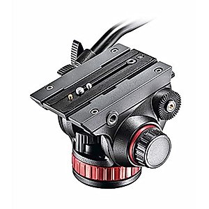 Manfrotto Video Head with Flat Base and Fixed Lever, Video Head for Compact Video Cameras and DSLR Cameras, for Filming, Videography, Content Creation, Vlogging, Live Streaming