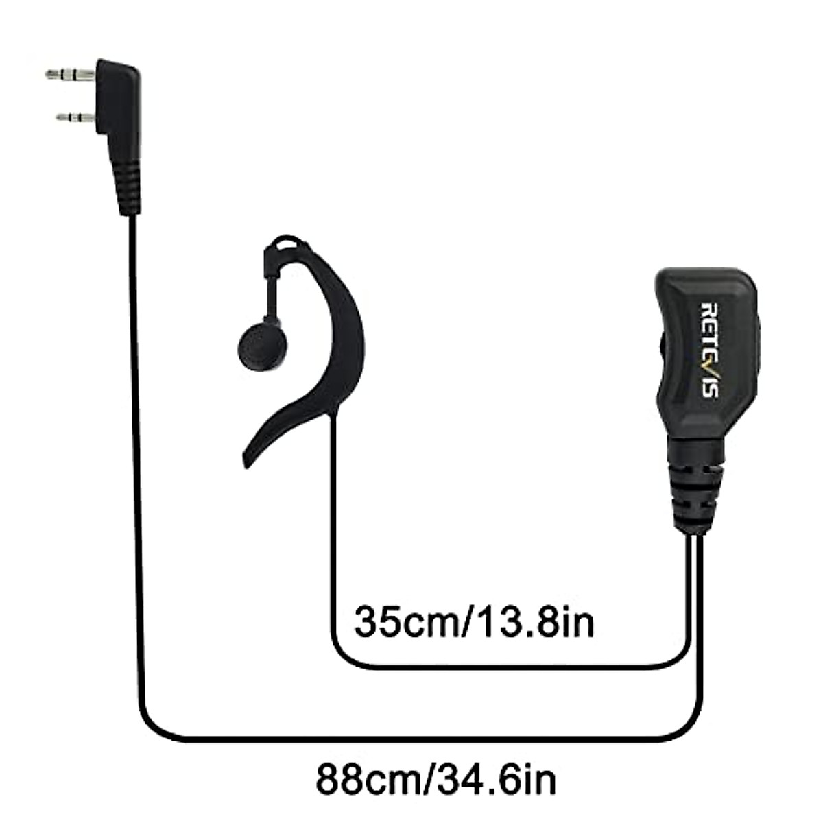 Retevis Walkie Talkie Earpiece with Mic G Shape 2 Pin Adjustable Volume Headset Compatible with Retevis H-777 RT22 RT21 Baofeng UV-5R 888S 2 Way Radio(10 Pack)