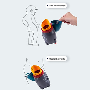Portable Baby Child Potty Urinal Emergency Toilet, Pee Training Cup Good Sealing Cute Appearance Boys Potty Training Urinal for Home Car Travelling(Blue)