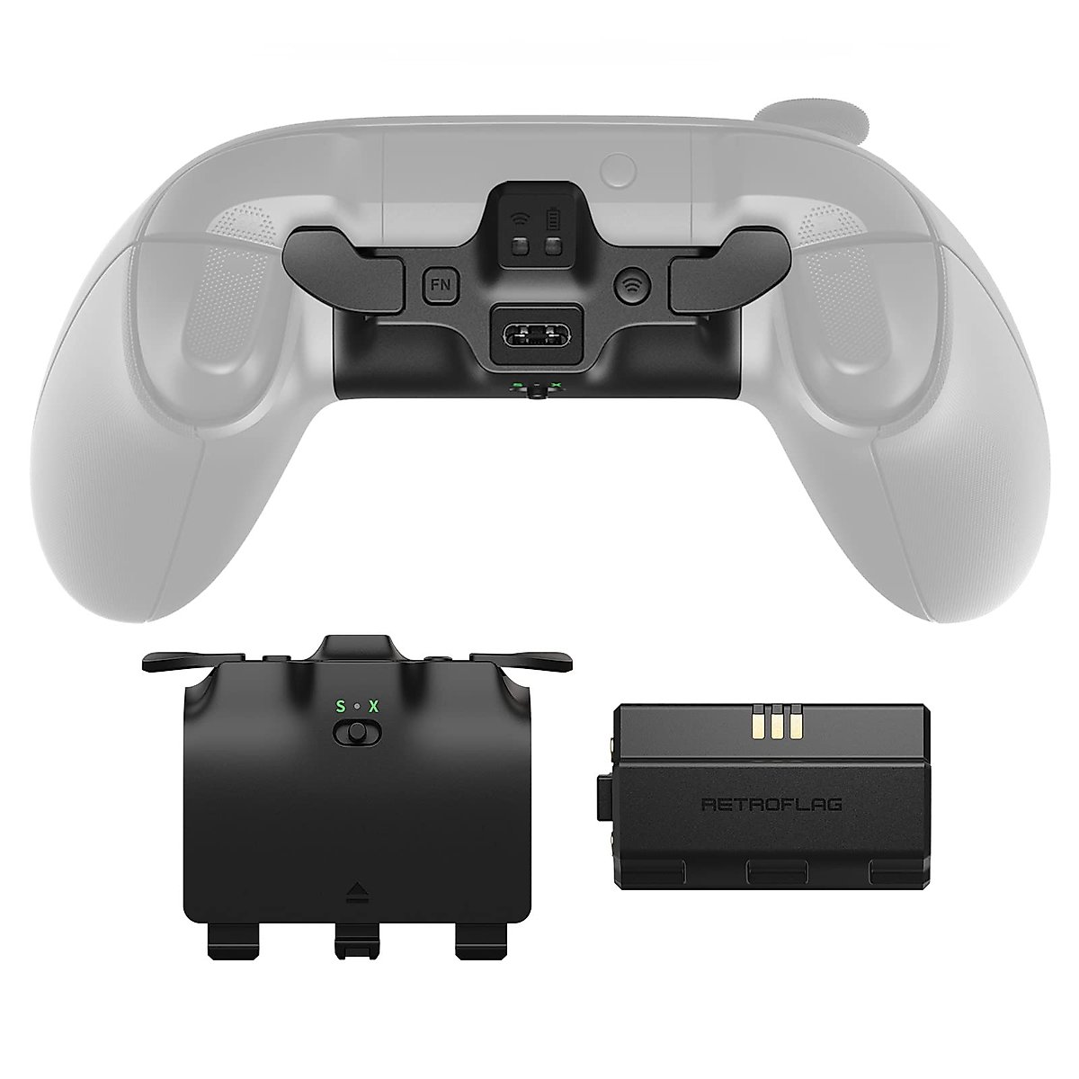 RetroFlag Superpack Xbox Series X|S Controller Strike Pack Paddle, 1000mAh Rechargeable Battery, Programmable Back Buttons, Mapping/Six-Axis Gyro/Turbo,Compatible with Wins/Switch/Steam Deck
