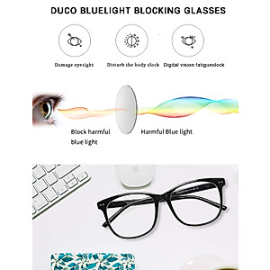 DUCO Blue Light Blocking Glasses Lightweight Eyeglasses Frame Filter Blue Ray Computer Gaming Glasses DC5205