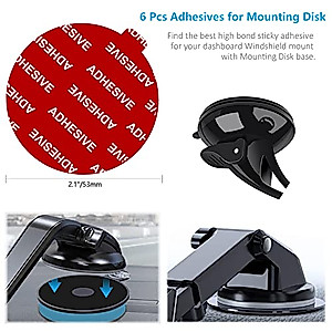 Dashboard Pad Mounting Disk Sticky Adhesive Replacement Kit, PKYAA 6pcs 2.1"(53mm) Circle Heat Resistant Double-Sided Stickers for Suction Cup Car Phone Holder Disc & Windshield Dash Cam