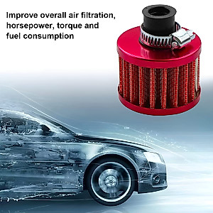 BESULEN Air Intake Filter Breather, 0.47 inch Universal Cold Air Filter, 12mm Car Turbo Vent Air Intake Filter Cleaner, Crankcase Breather Compatible with Car and Motorcycle Engine Parts (Red)