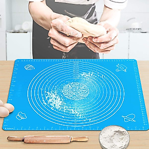 Pastry Mat for Rolling Dough Large Silicone Pastry Kneading Mat Board with Measurements Food Grade Non-stick Non-slip Rolling Board for Dough (20x16 inch)