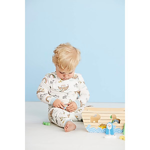 Mud Pie Baby Boy's Noahs Ark Pajama Set, White, 5T