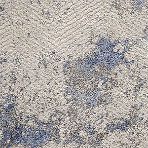 Nourison Sleek Textures Abstract Blue/Ivory/Grey 7'10" x 10'6" Area -Rug, Easy -Cleaning, Non Shedding, Bed Room, Living Room, Dining Room, Kitchen (8x11)