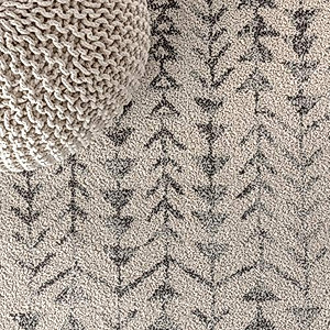 JONATHAN Y MOH210A-8 Ziri Moroccan Geometric Indoor Farmhouse Area-Rug Bohemian Minimalistic Easy-Cleaning Bedroom Kitchen Living Room Non Shedding, 8 X 10, Cream,Gray