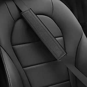 2Pcs Seat Belt Pads Leather Seat Belt Covers, Seat Belt Shoulder Pad to Protect The Shoulder and Neck, Universal Car Seat Belt Pad Cover, Apply to Automotive/Truck/SUV/Backpack Strap(Black)