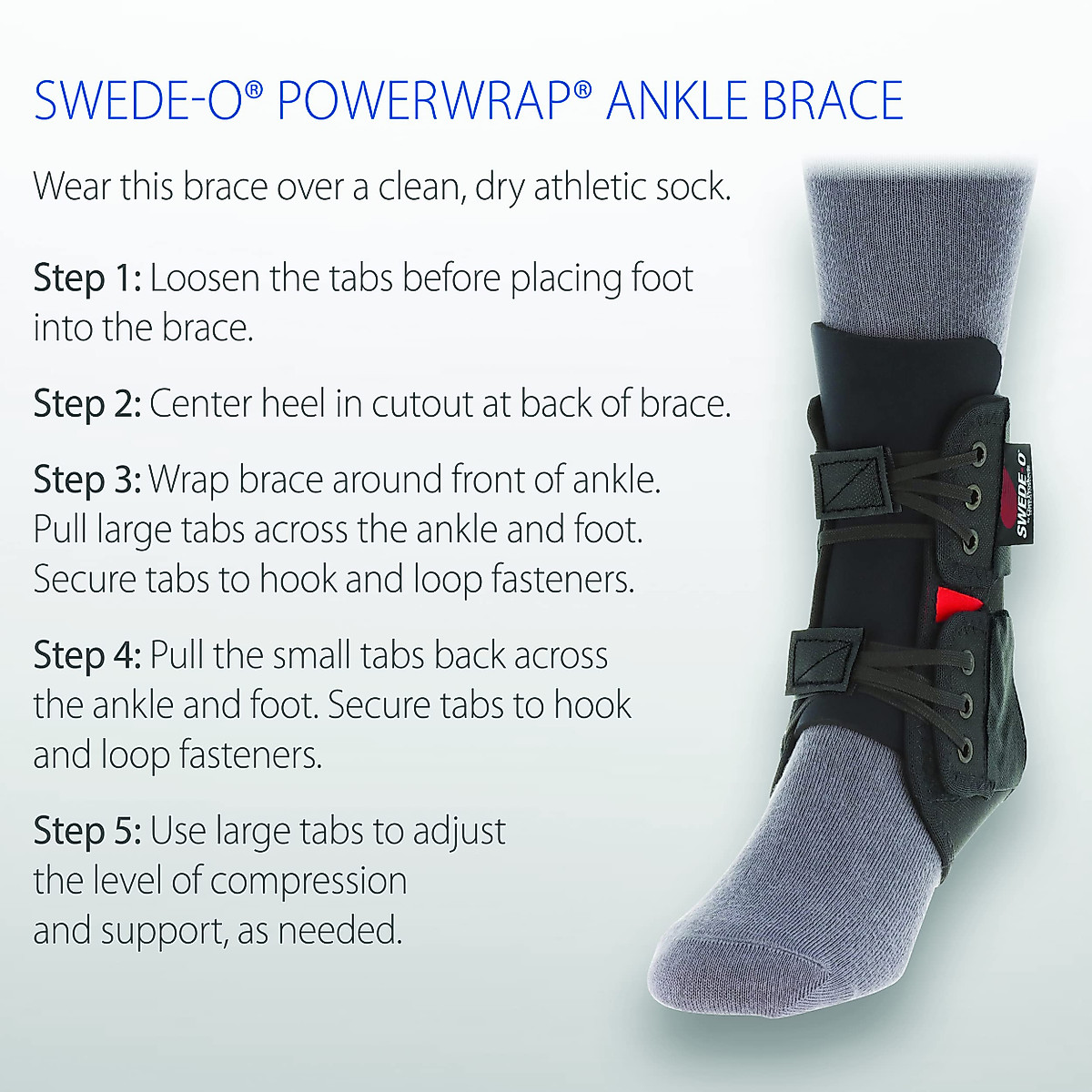 Core Products Swede-O PowerWrap Stabilizing Ankle Brace, No-tie Laces, Adjustable & Reinforced, Black, Regular