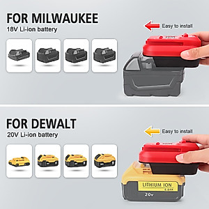 LIVOWALNY Battery Adapter 20v for Craftsman V20 Cordless Tools Blower, Drill to Works for DeWalt 20V MAX Lithium Batteries, to Works for Milwaukee 18V Battery