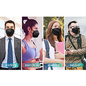 SYNGLO KN95 Face Masks 50 Pack, Individually Wrapped 5 Layer Mask For Adults, Filter Efficiency≥95% (Black20)