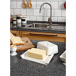 Sweese 318.101 Butter Dish with Lid, Butter Keeper with Handle - TBSP Markings, for Kerrygold, East and West Coast Butter, White