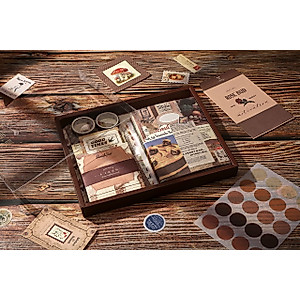 Yoption 346pcs Vintage Scrapbooking Supplies Kit, Aesthetic Scrapbook Kit for Bullet Journal Supplies with Scrapbooking Stickers, Stationery, A6 Grid Notebook, DIY Craft Gift for Teen Women