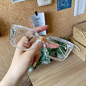 EYLRIM Classic Thick Square Frame Clear Lens Glasses for Women Men Non Prescription Eyeglasses(A2 Transparent)