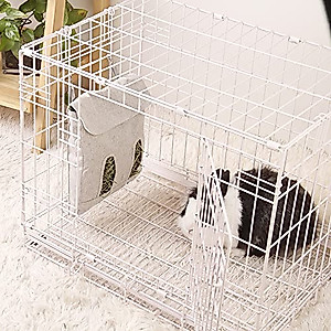 Rabbit Hay Feeder Bag, Guinea Pig Hay Feeder Storage,Sack Hay Bag Feeding Bag Hay Feeder Storage for Chinchilla Hamsters Rabbit Guinea Pig Small Animals (L, Grey)