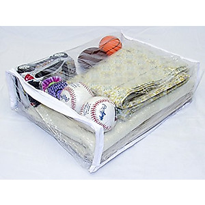 Oreh Homewares Heavy Duty Vinyl Zippered Closet Storage Bags (Clear) for Sweaters, Blankets, Comforters, Bedding Sets and Much More! (11" x 15" x 4") 2.9 Gallon 4-Pack