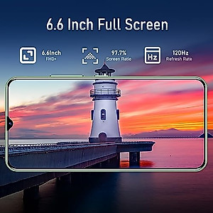 ExAchat C23 4G/5G Smartphone Unlocked, 6GB+256GB Android13 Phone Octa Core, 6.6" FHD+ Display 64 MP Camera 5800mAh Dual SIM Cell Phones GPS/Fingerprint Unlock/Face ID