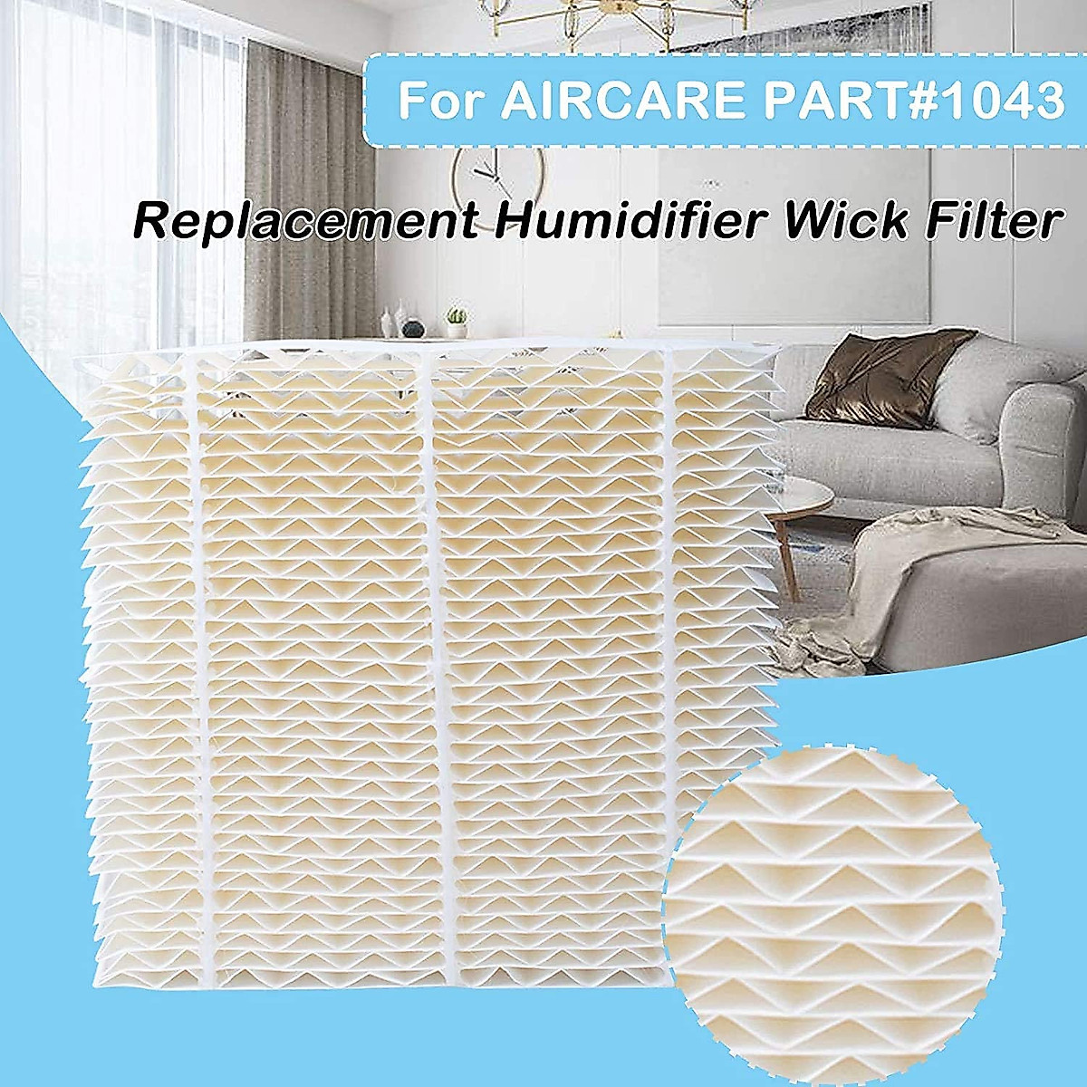 Poweka 1043 Humidifier Wick Filters Replacement Compatible with AIRCARE 1043 Super Wick Filter, Compatible with Essick Air AIRCARE Bemis EP9500, EP9700, EP9800, Spacesaver 800 8000 Series Humidifiers