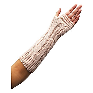 Arm Warmers, 6 Pairs for Women, Cable Knit Warm Winter Sleeve Fingerless Gloves, Premium (Assorted A)