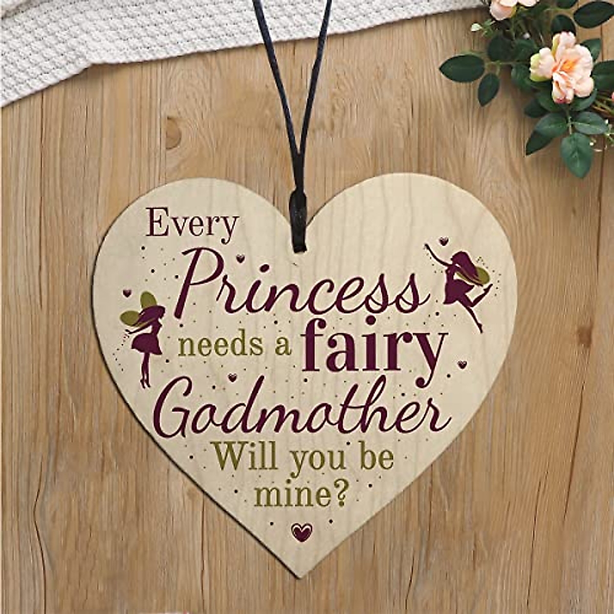 Dadaly Decor Godmother Plaque Will You Be My Godmother Proposal - Best Godmother Gift Wooden 4 x 4 inch (A)