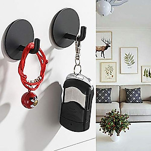 5 Packs Black Adhesive Wall Hooks, Veriya Waterproof Hook Door Hanger, Heavy Duty Wall Hook for Hanging Robe Coat Towel Keys Bags, Bathroom Toilet Kitchen Office Closet Cabinet