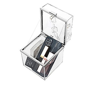 NC Transparent Clear Acrylic Square Evening Bag Shoulder Handbag for Dinner Party Travel(silver)