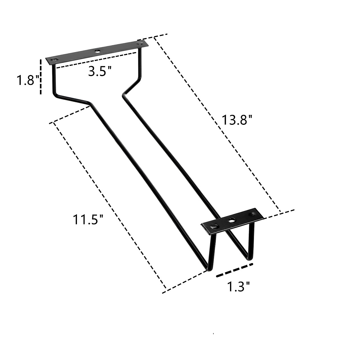Dicunoy 6 Pack Black Wine Glass Rack, 14 Inch Under Cabinet Stemware Holder, Wall Mounted Iron Wine Glass Hanging Rack for Shelf, Kitchen, Bar, Wine Cellar Storage, Organizer, Display