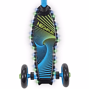 Huffy Neowave Electro-Light 3-Wheel Preschool Scooter – Blue and Green