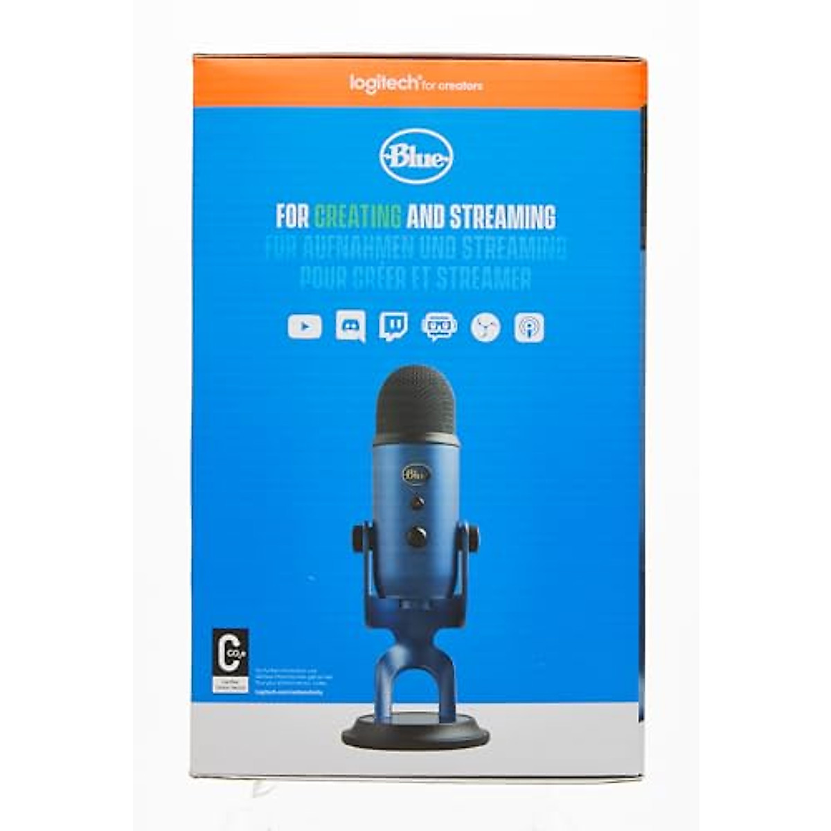 Logitech for Creators Blue Yeti USB Microphone for Gaming, Streaming, Podcasting, Twitch, YouTube, Discord, Recording for PC and Mac, 4 Polar Patterns, Studio Quality Sound, Plug & Play-Midnight Blue