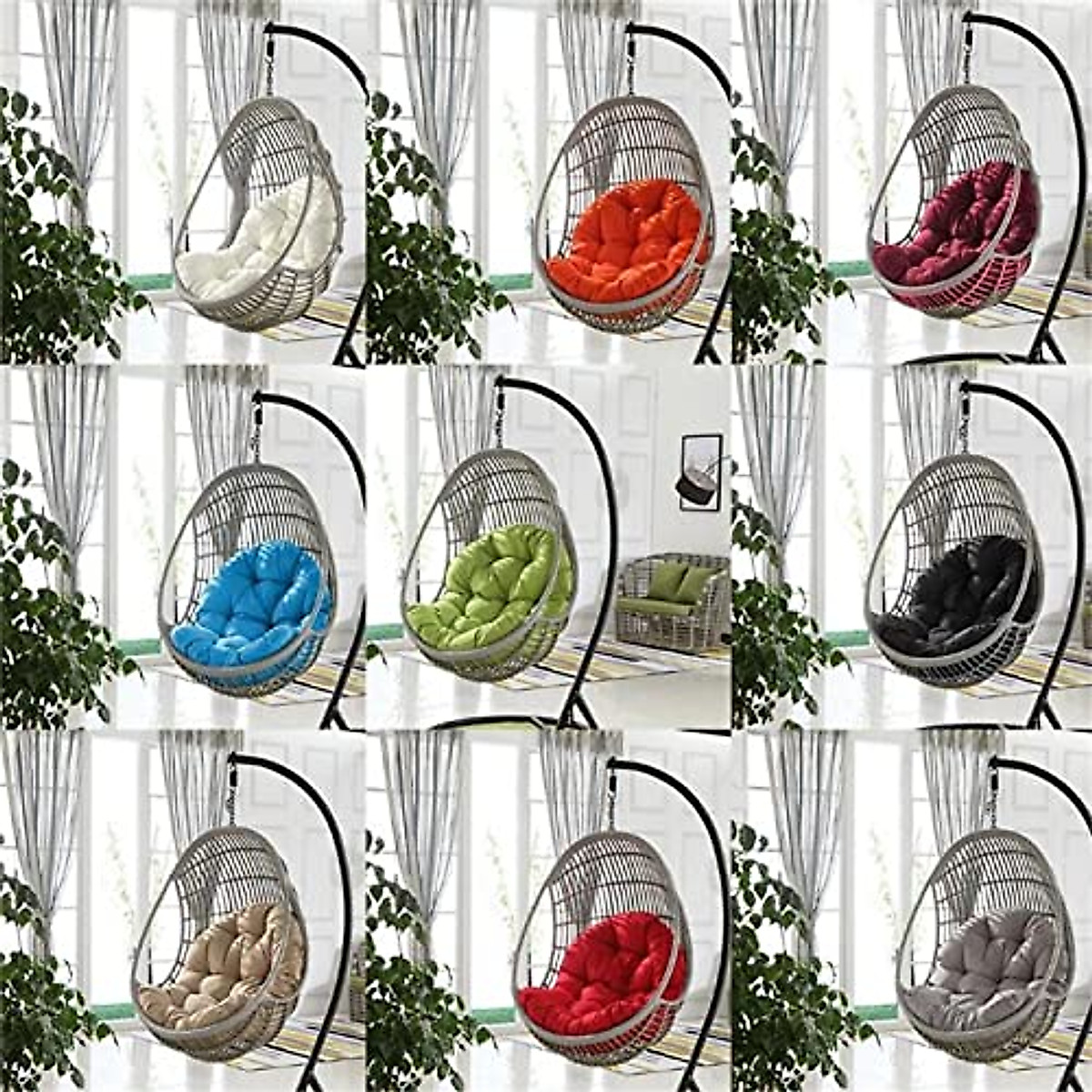 Swing Hanging Basket Chair Cushion Outdoor Indoor Egg Balcony Garden Rocking Chair Rattan Chairs Cushions Seat Mat(Cushion Only) Red