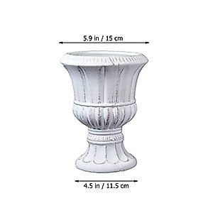 Happyyami 1Pc Tall Succulent Flower Pot Home Decor Balcony Planter Pot Porcelain Planter Pot Bonsai Tree planters for Indoor Plants Garden Roman Pillar Statue Nordic Ceramics White Clay Pot