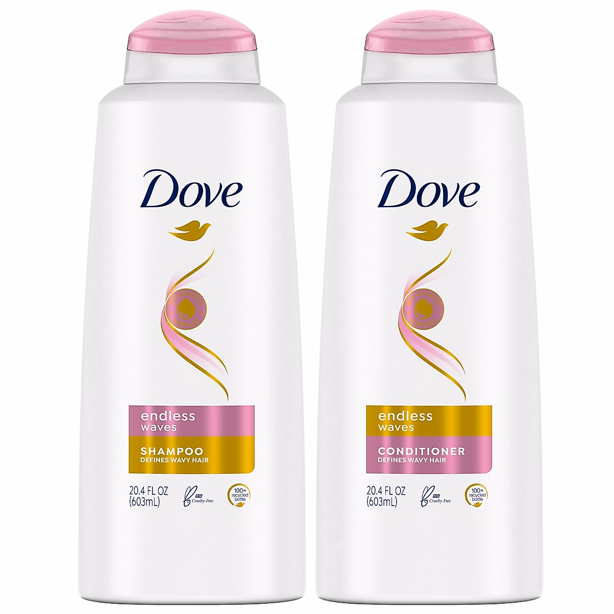 Dove Shampoo and Conditioner Set, Endless Waves – Anti-Frizz Hair Products for Wavy Hair, Curl Defining, 20.4 Oz Ea