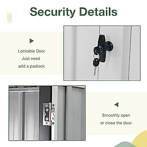 OC Orange-Casual 10 x 8 FT Outdoor Storage Shed, Metal Garden Tool Shed, Outside Sheds & Outdoor Storage Galvanized Steel w/Lockable Door for Backyard, Patio, Lawn, White