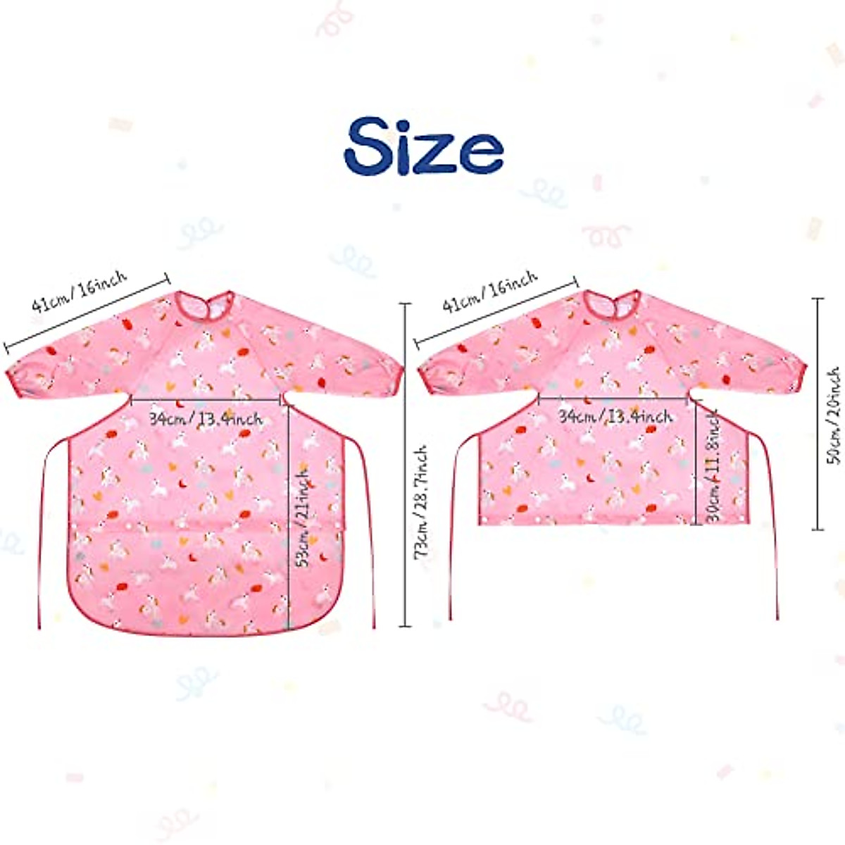 Vicloon Coverall Baby Feeding Bib, 2 In 1Weaning Bibs Attaches to Highchair and TableWeaning, Long Sleeve Bib with Waterproof, Baby Bibs for Feeding, Adjustable,Machine Washable(Unicorn Pattern)