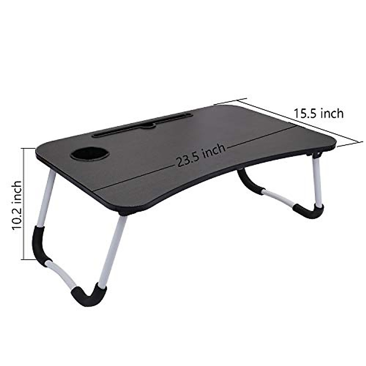 Hossejoy Foldable Laptop Table, Breakfast Serving Bed Tray, Lap Desk with Foldable Leg & Tablet Phone Groove & Cup Slot for Reading Writing Eating on Bed Couch Sofa Floor (Black)