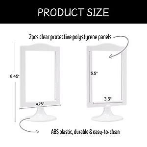 Litpoetic Double Sided Standing Picture Frames, 4x6 Picture Frame Bulk, Two Sided Plastic White Picture Holder Stand for Table Numbers, Wedding,Display (White, 20 Pack)